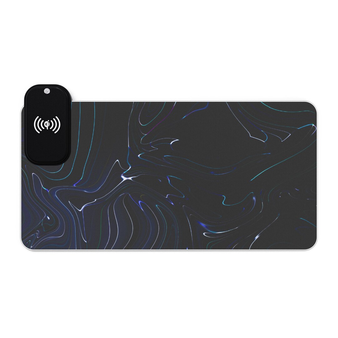 Gaming Mouse Pad, Fluid Pattern Design, Black and Blue, Wireless ...