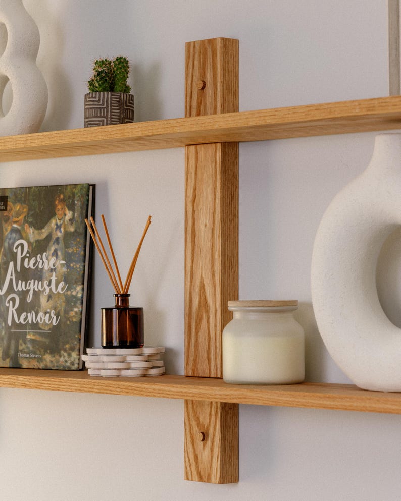 Rustic Two Tier Floating Wall Shelf: Farmhouse Wooden Decor - Etsy