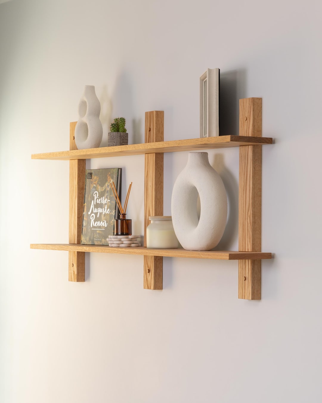 Rustic Two Tier Floating Wall Shelf: Farmhouse Wooden Decor - Etsy