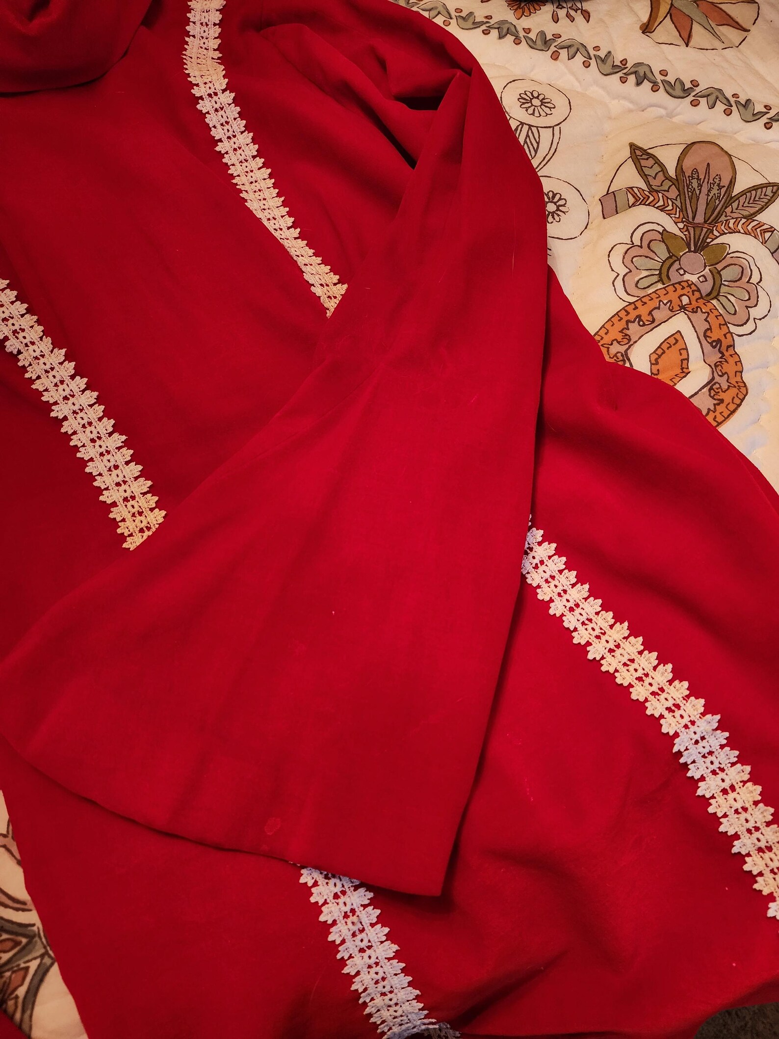 1960s Vintage Groovy Mod Red Velvet Mini Go-go Dress, White Trim, Bell ...