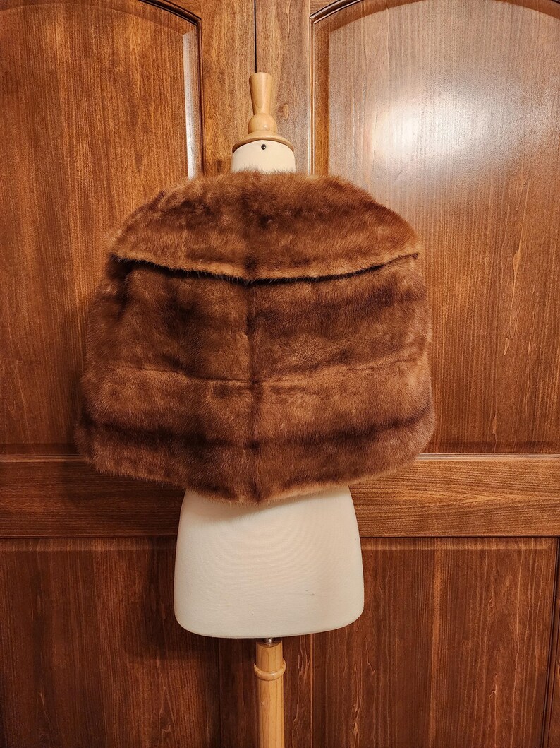 1950s Vintage Brown Mink Fur Stole/ Cape/ Shawl, Harman Fur Farms - Etsy
