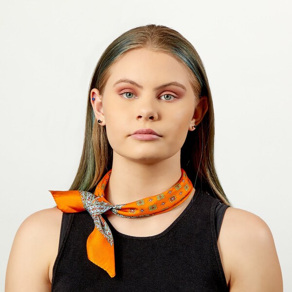 Orange Silk Scarf - Etsy