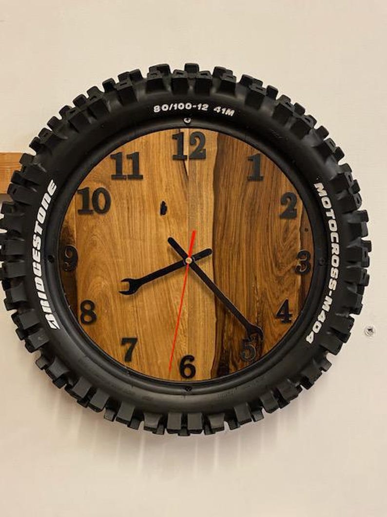 Wall Clock Motorcycle Tire 12" With Hanger - Etsy