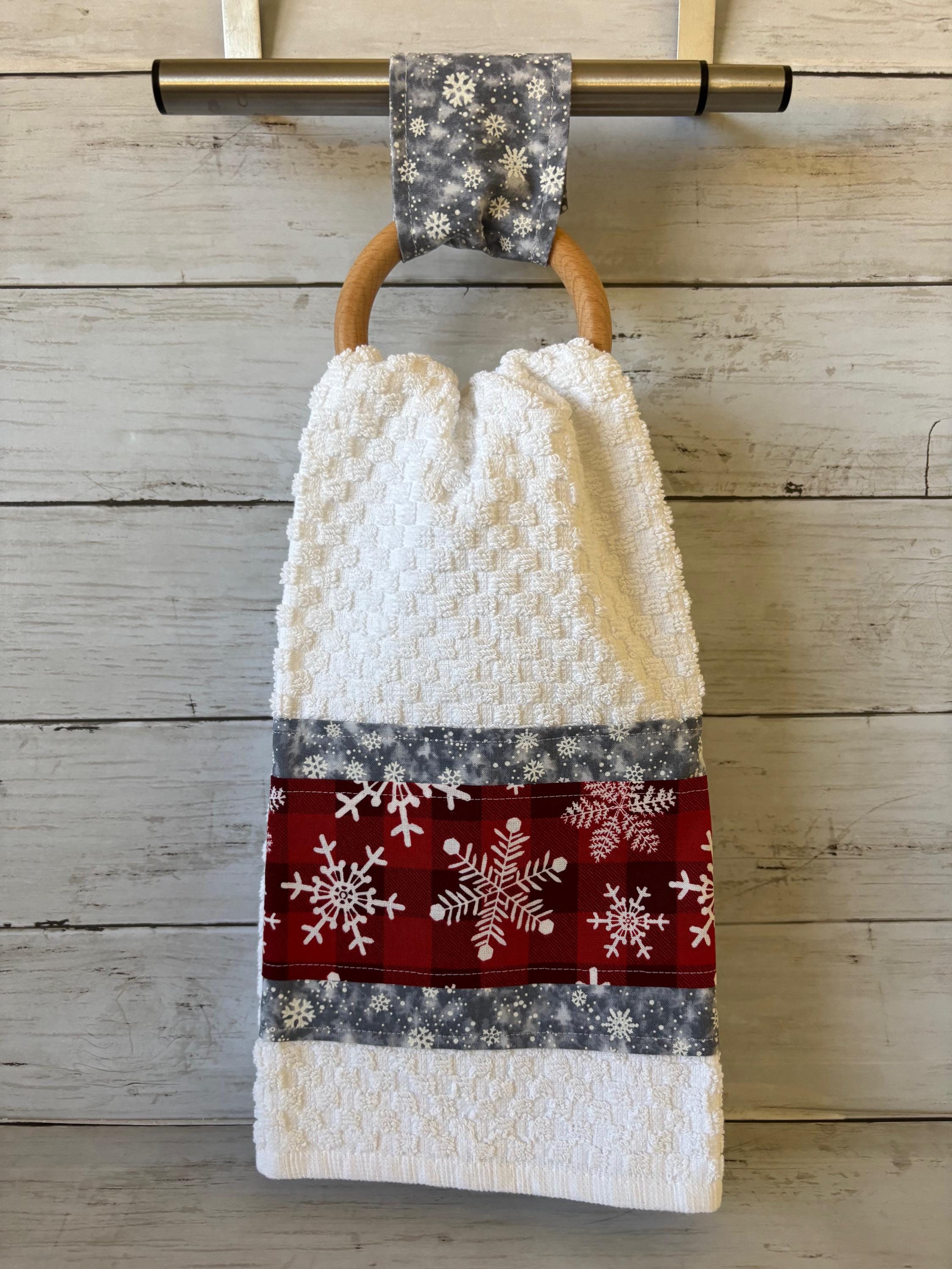 Waffle Weave Cotton Dishtowel With Beechwood Ring Hanger - Etsy
