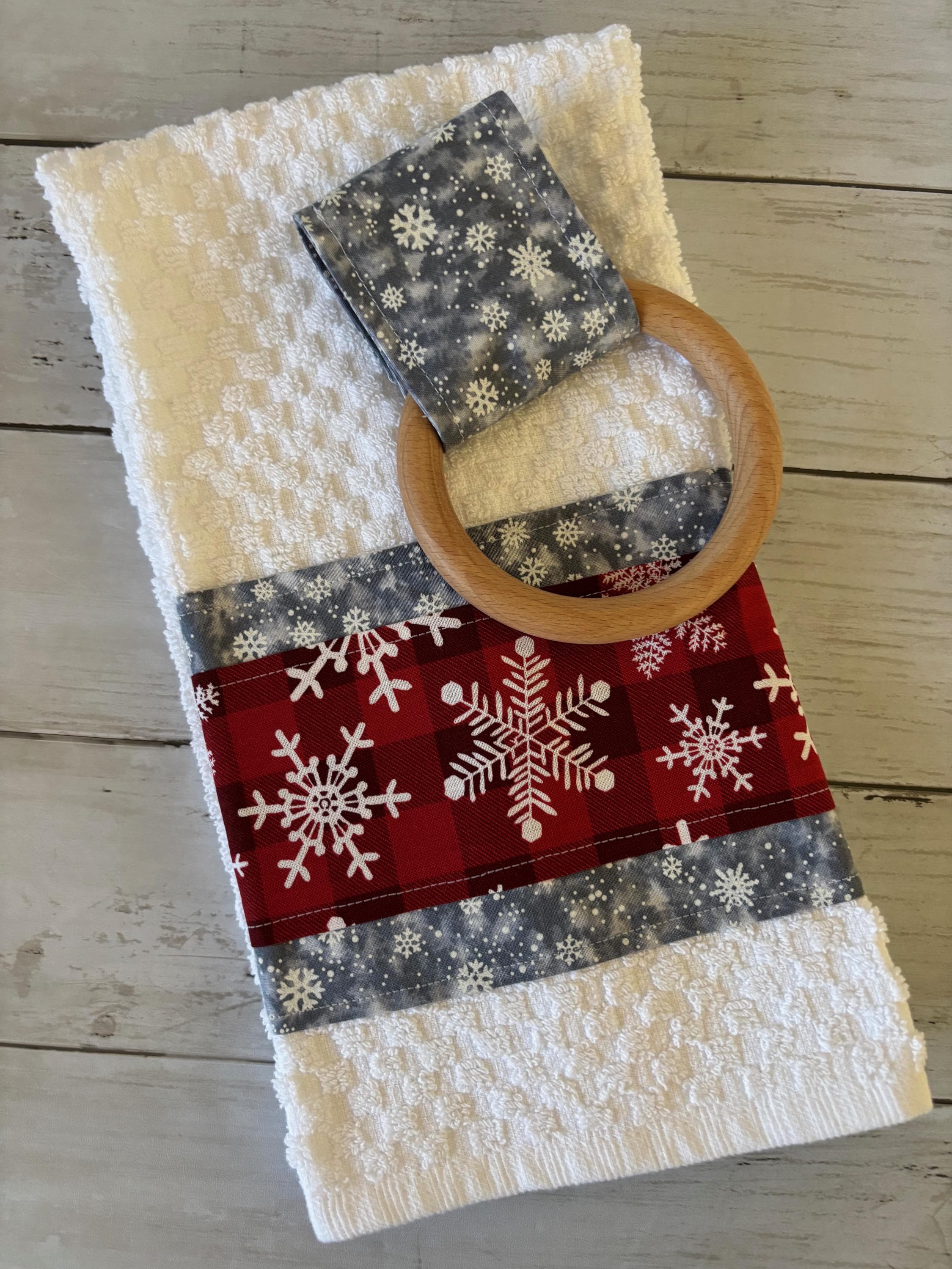 Waffle Weave Cotton Dishtowel With Beechwood Ring Hanger - Etsy