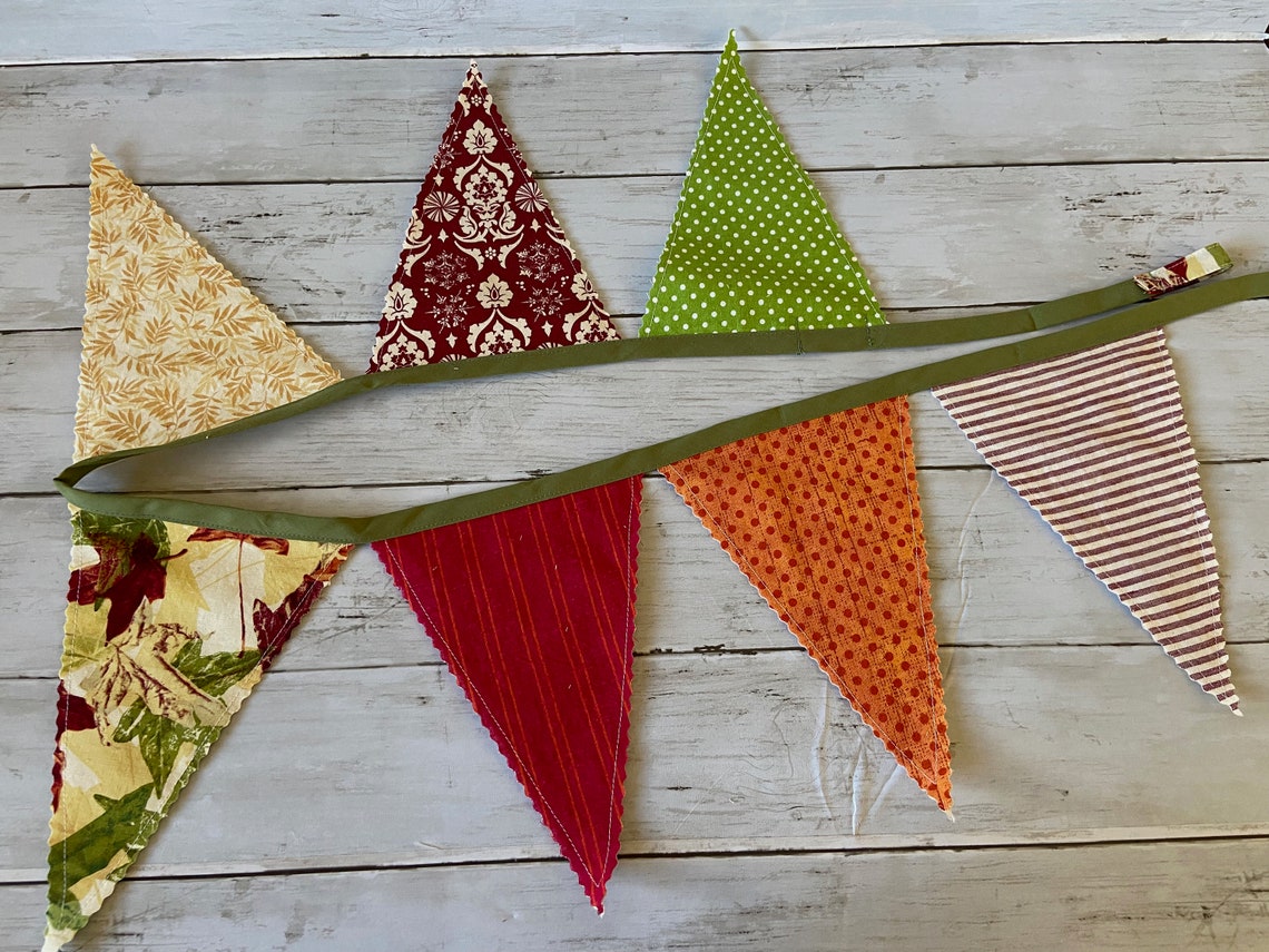 Fall Fabric Pennant Bunting: Autumn Decor, Mantle Scarf (54" Wide) - Etsy
