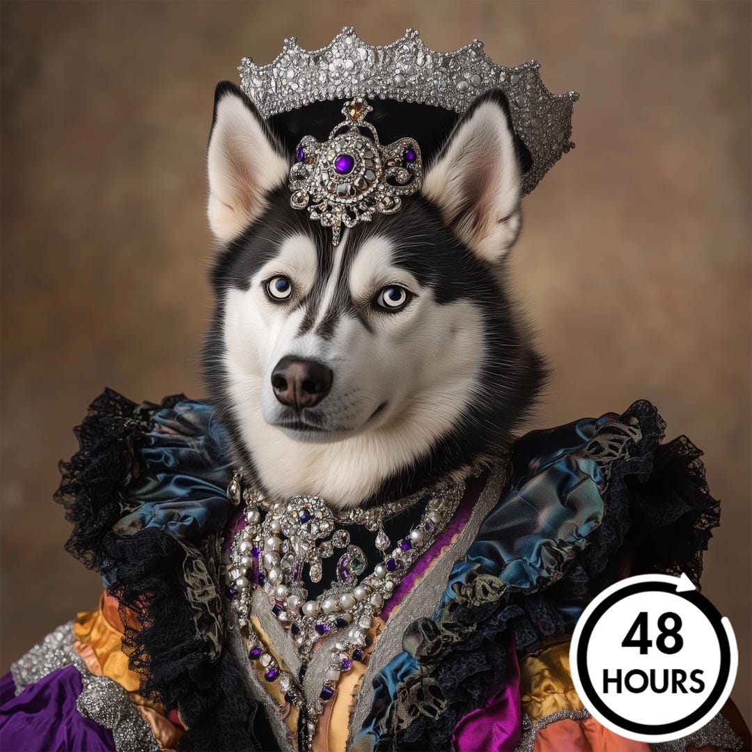 Custom Regal Dog Portrait, Royal Pet Painting From Photo, Personalized ...