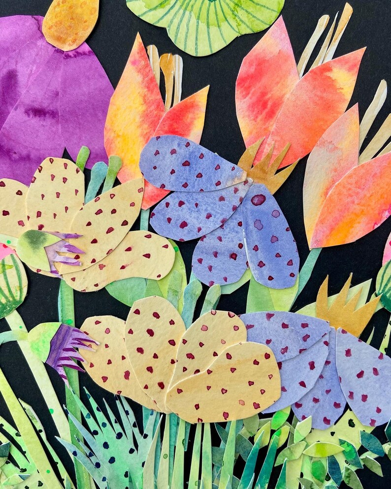 Flower Garden is a Paper Collage Original Art Work 9x12 in - Etsy Canada
