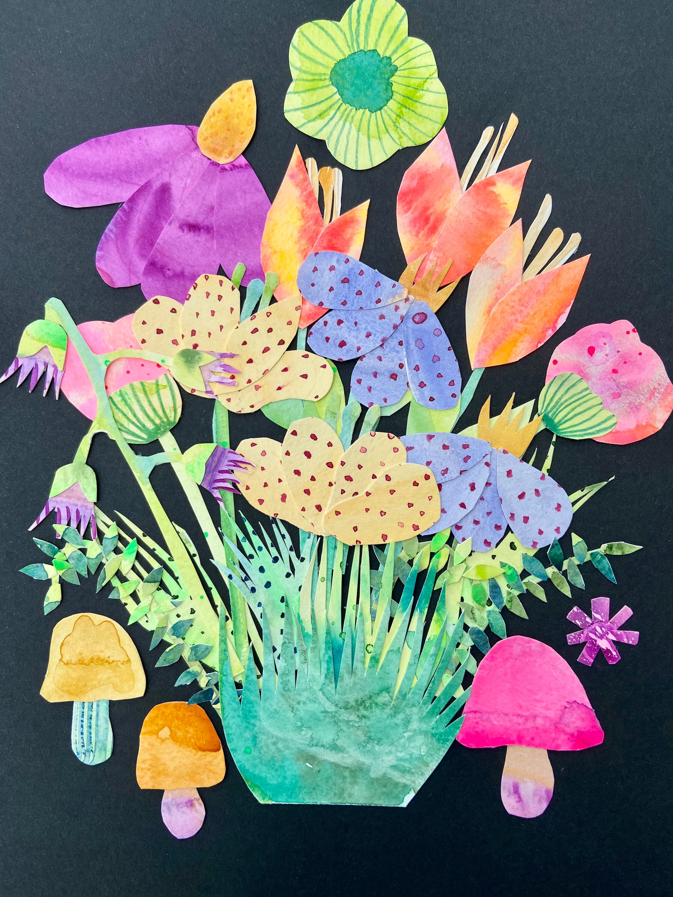 Flower Garden is a Paper Collage Original Art Work 9x12 in - Etsy Canada