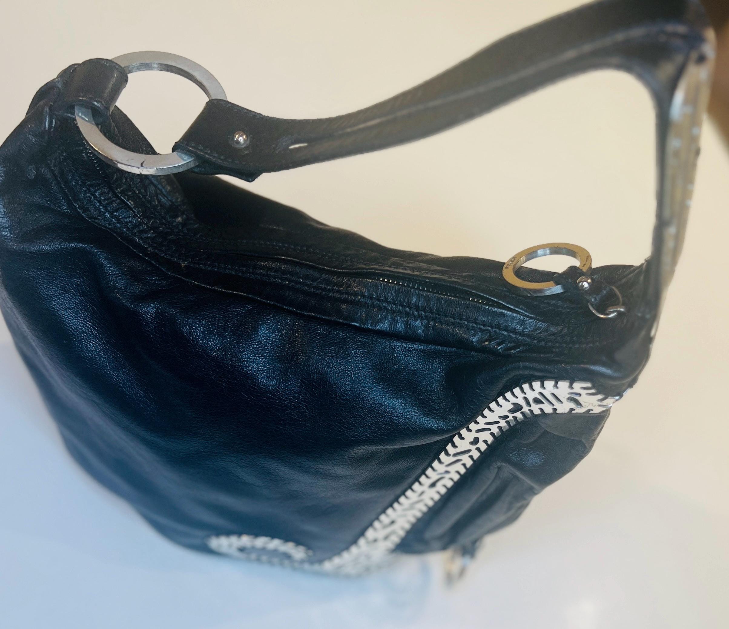 Fendi Limited Edition Black Oyster Metallic Leather Handbag - Etsy