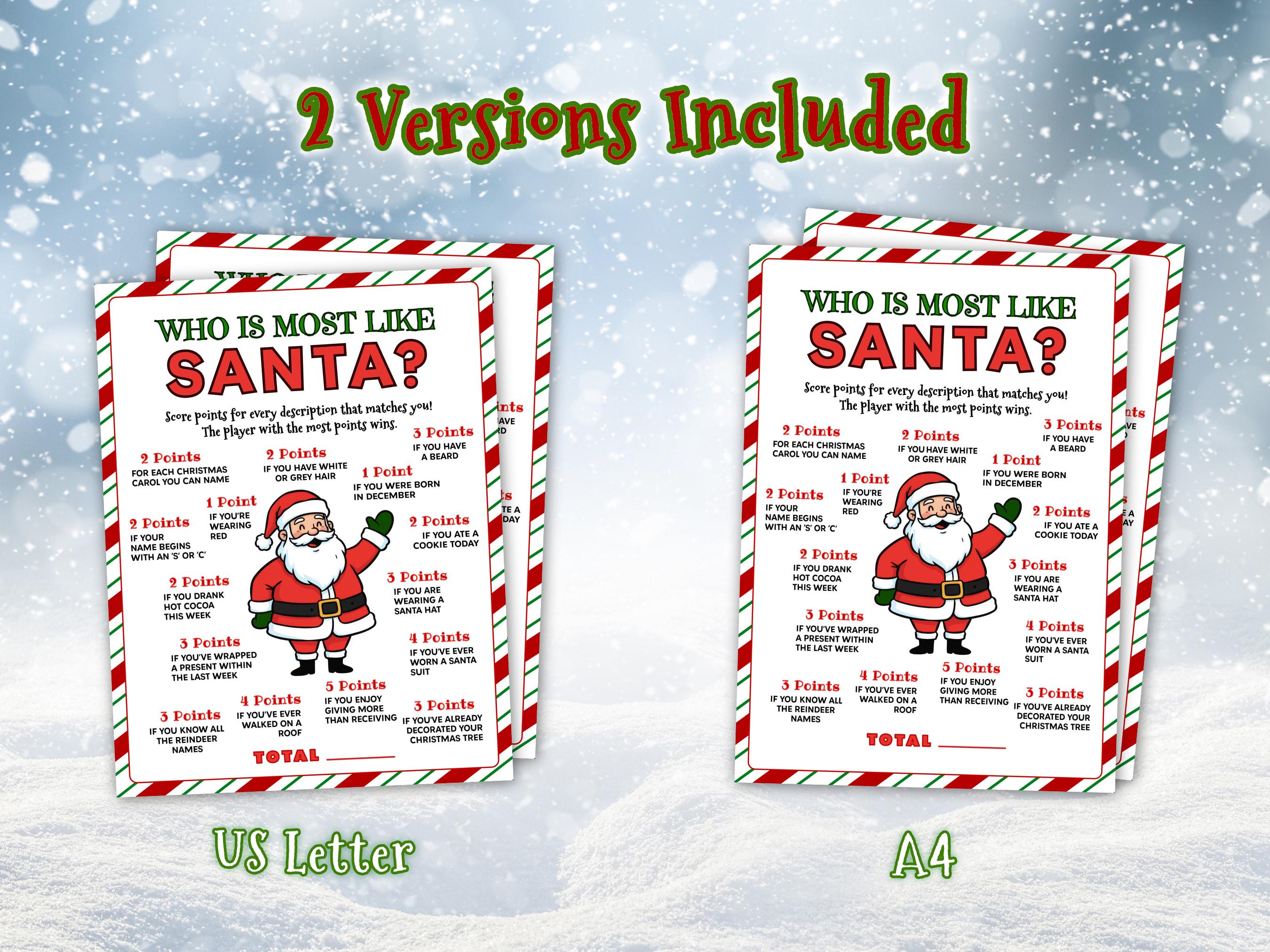 Who is Most Like Santa? Christmas Icebreaker Game - Printable Party ...