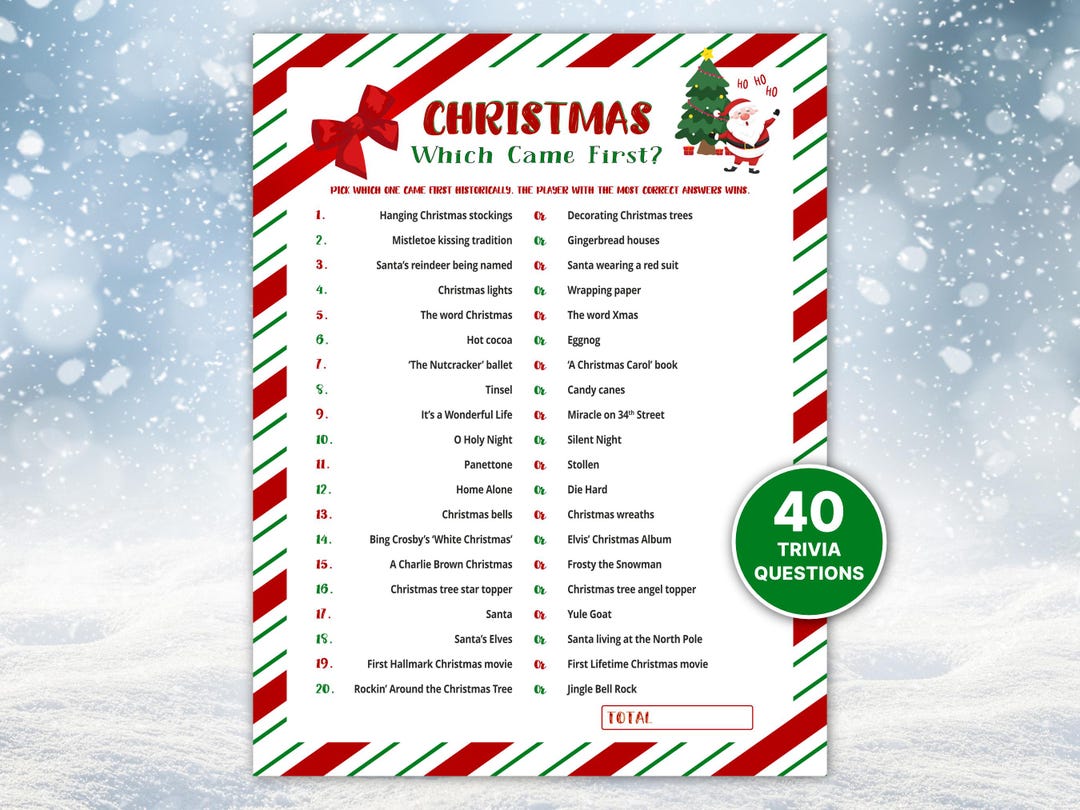 Which Came First Christmas Trivia Game - Printable Family Quiz Games ...