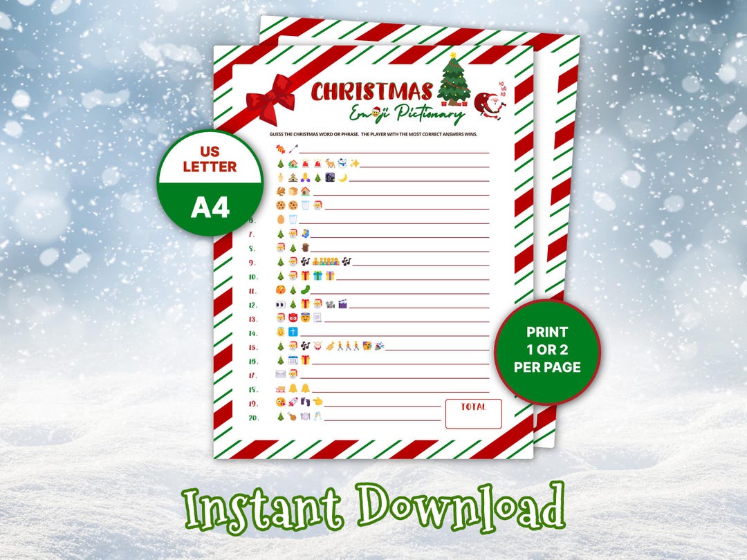 Christmas Emoji Pictionary Game, Christmas Games Printable, Christmas ...