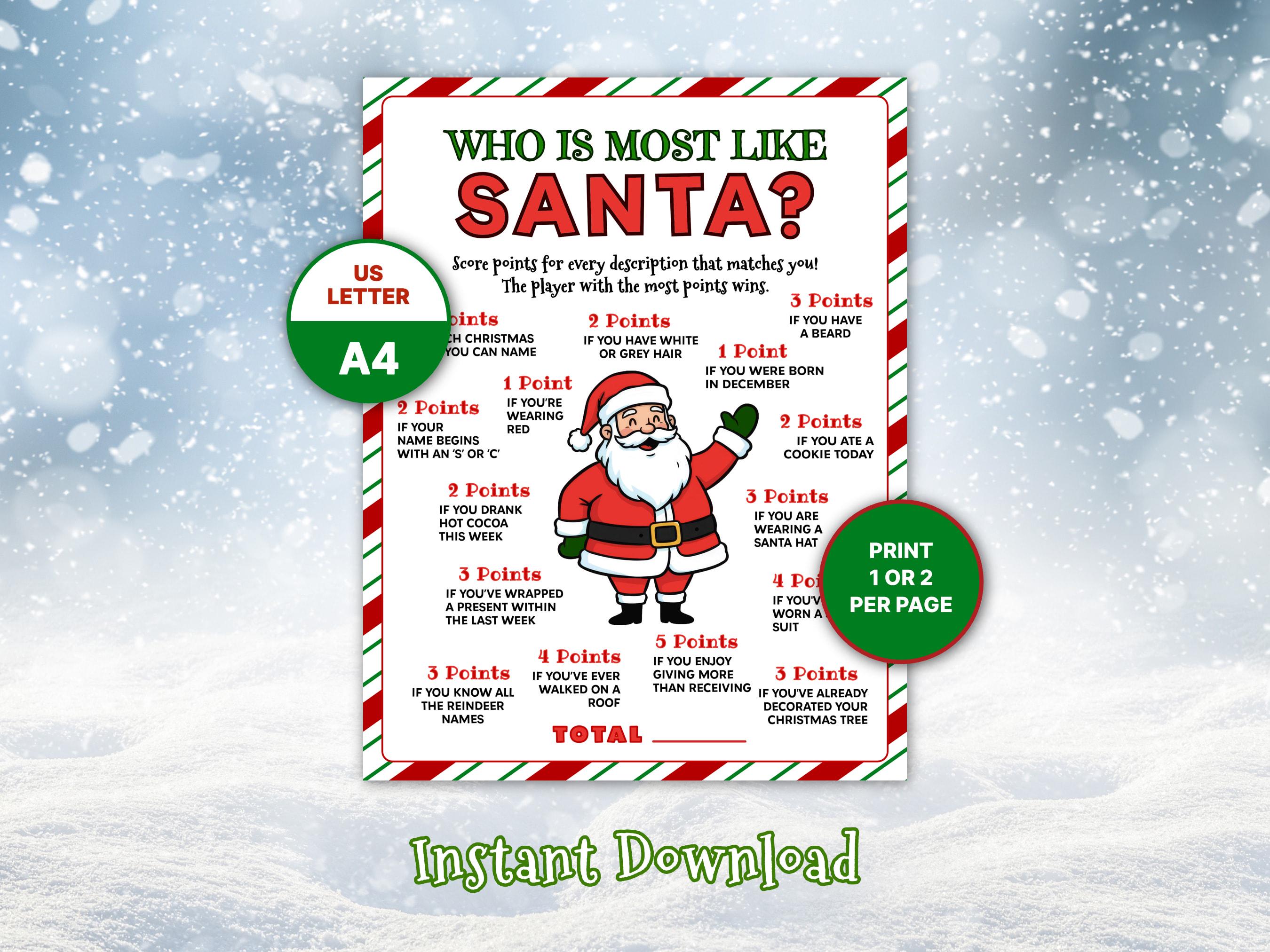 Who is Most Like Santa? Christmas Icebreaker Game - Printable Party ...
