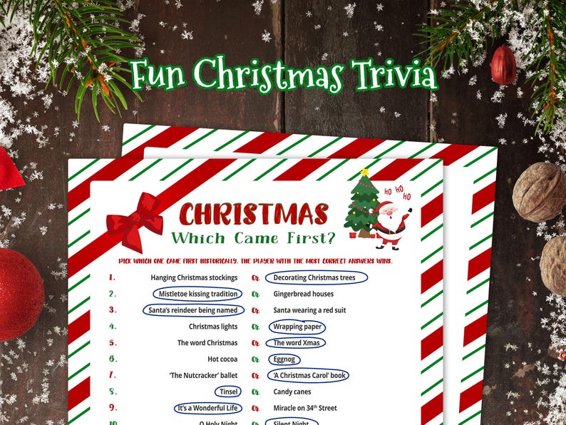 Which Came First Christmas Trivia Game - Printable Family Quiz Games ...