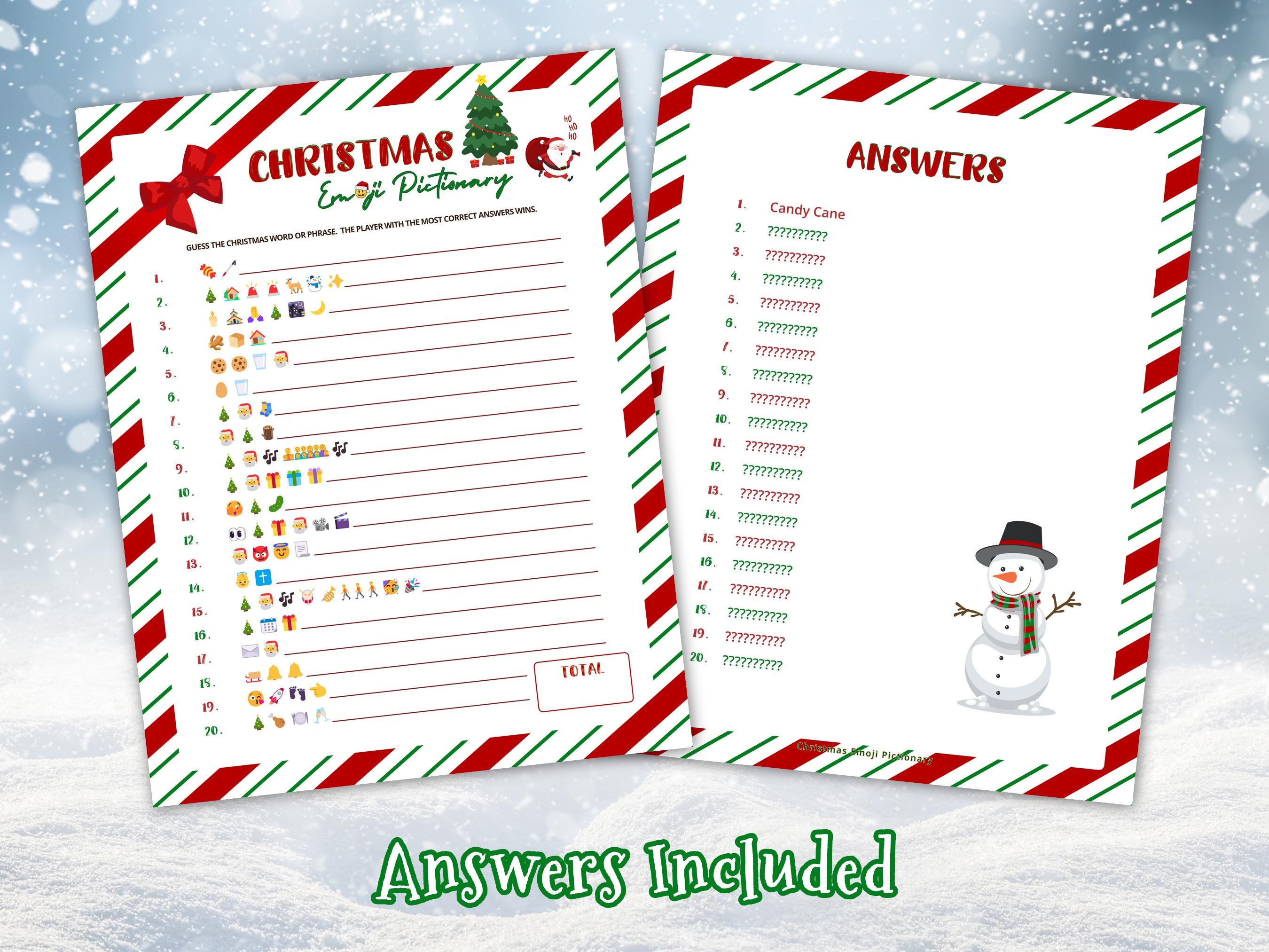 Christmas Emoji Pictionary Game, Christmas Games Printable, Christmas ...