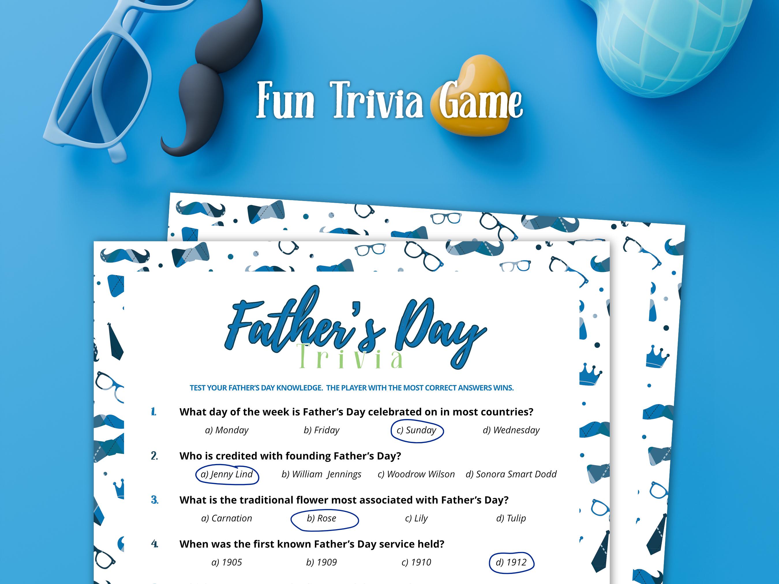 Fathers Day Trivia Game, Fathers Day Brunch Games Printable, Fathers ...