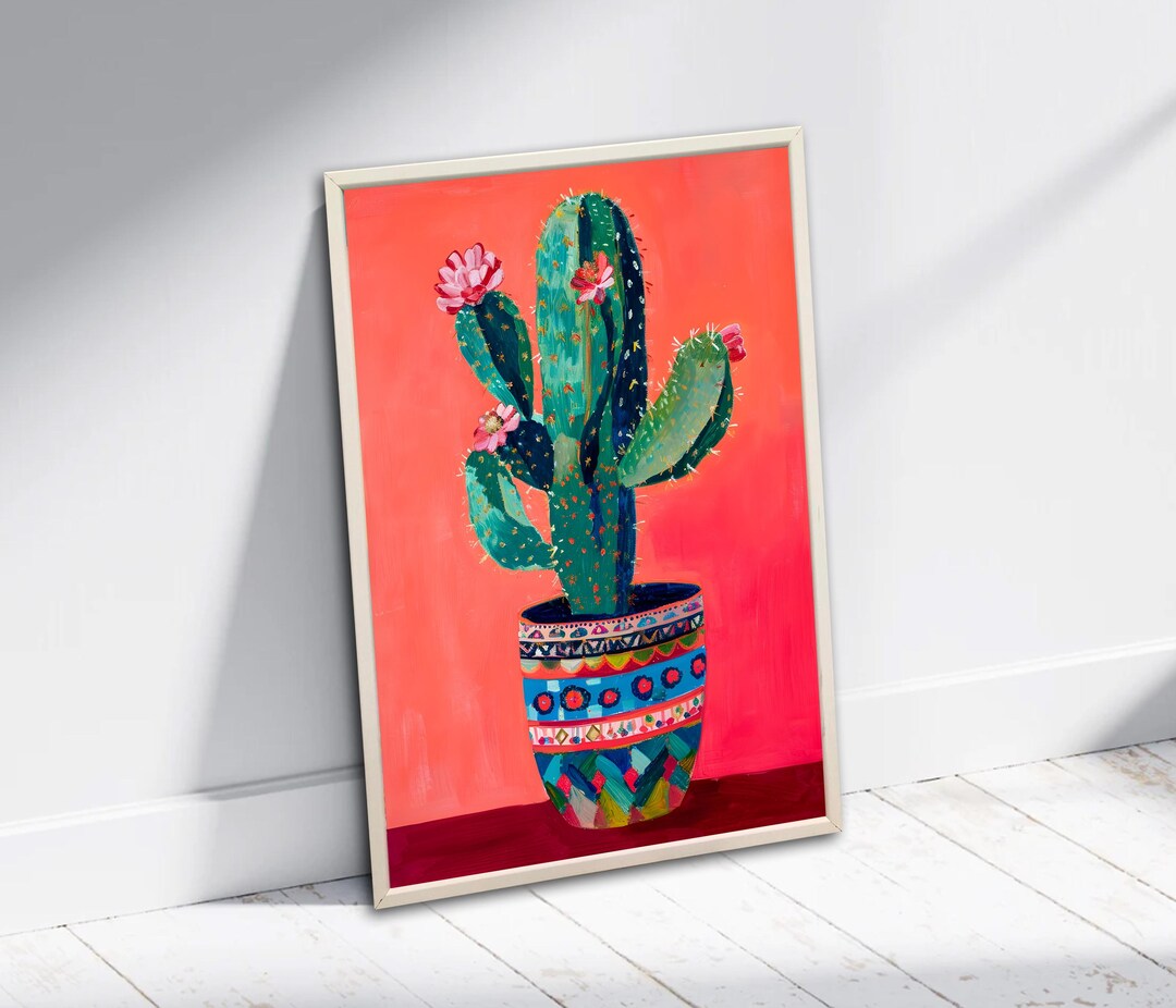 Cactus Pop Art,mexico Cactus Wall Art,colorful Canvas,flowers Cactus ...