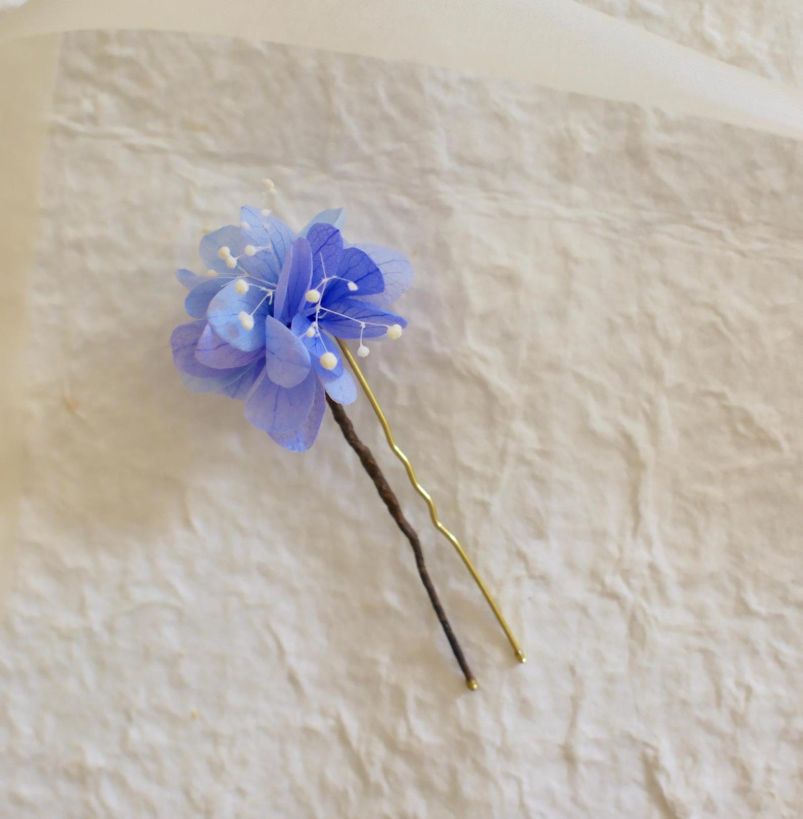 Indigo Hydrangea Preserved Flower Hairpin Set – Handmade Bride Wedding ...