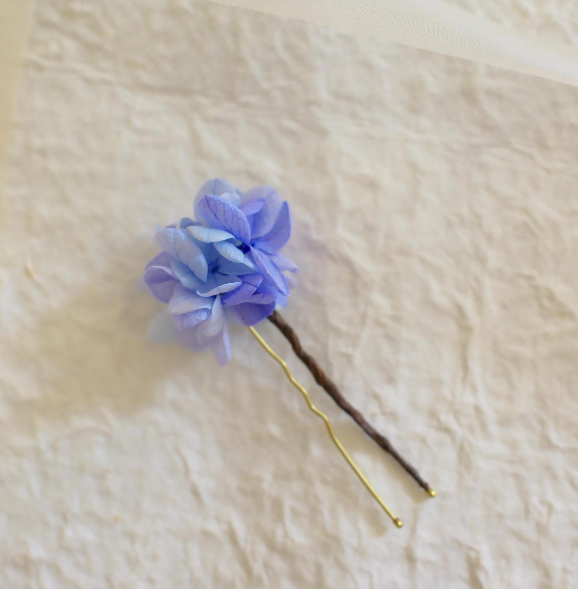 Indigo Hydrangea Preserved Flower Hairpin Set – Handmade Bride Wedding ...