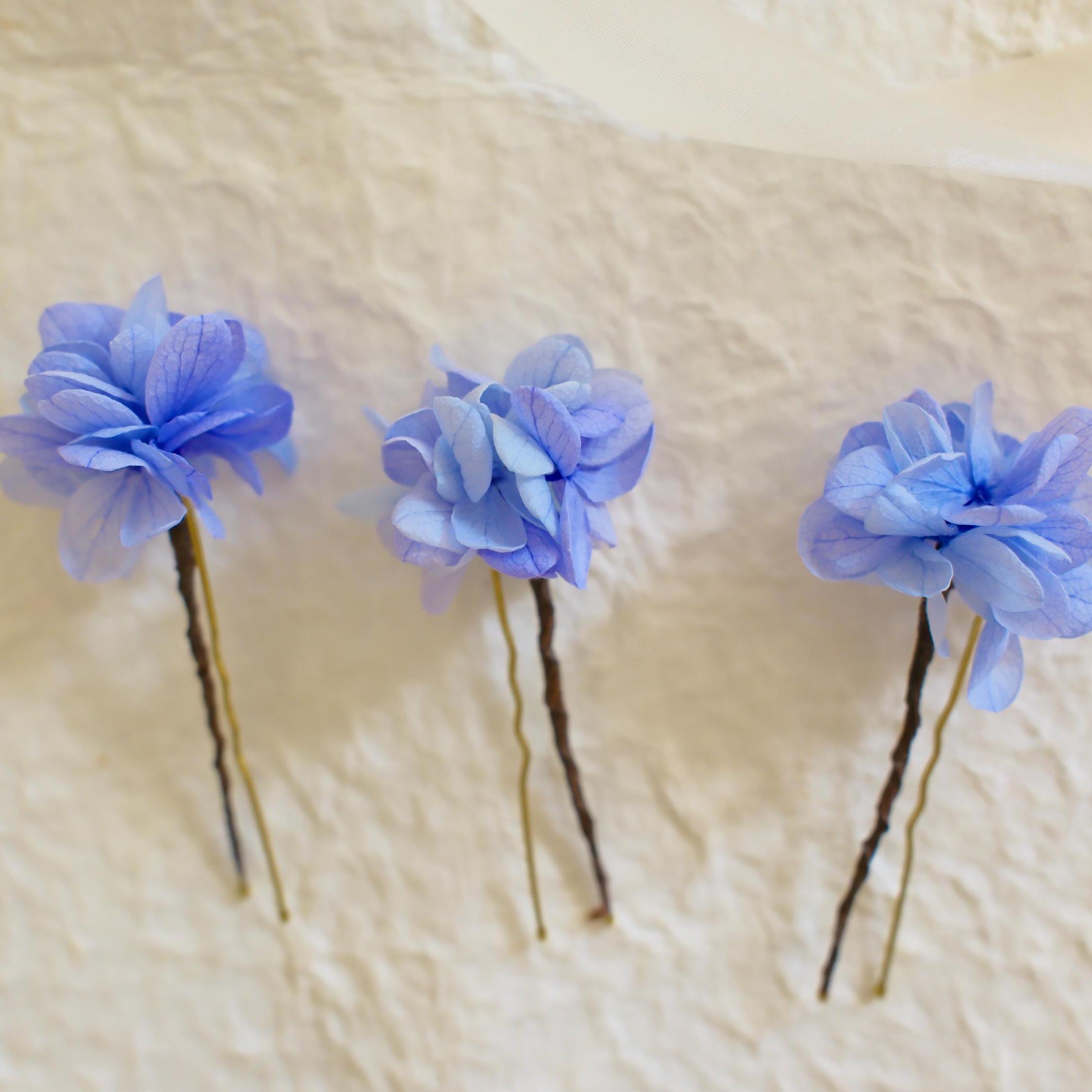 Indigo Hydrangea Preserved Flower Hairpin Set – Handmade Bride Wedding ...