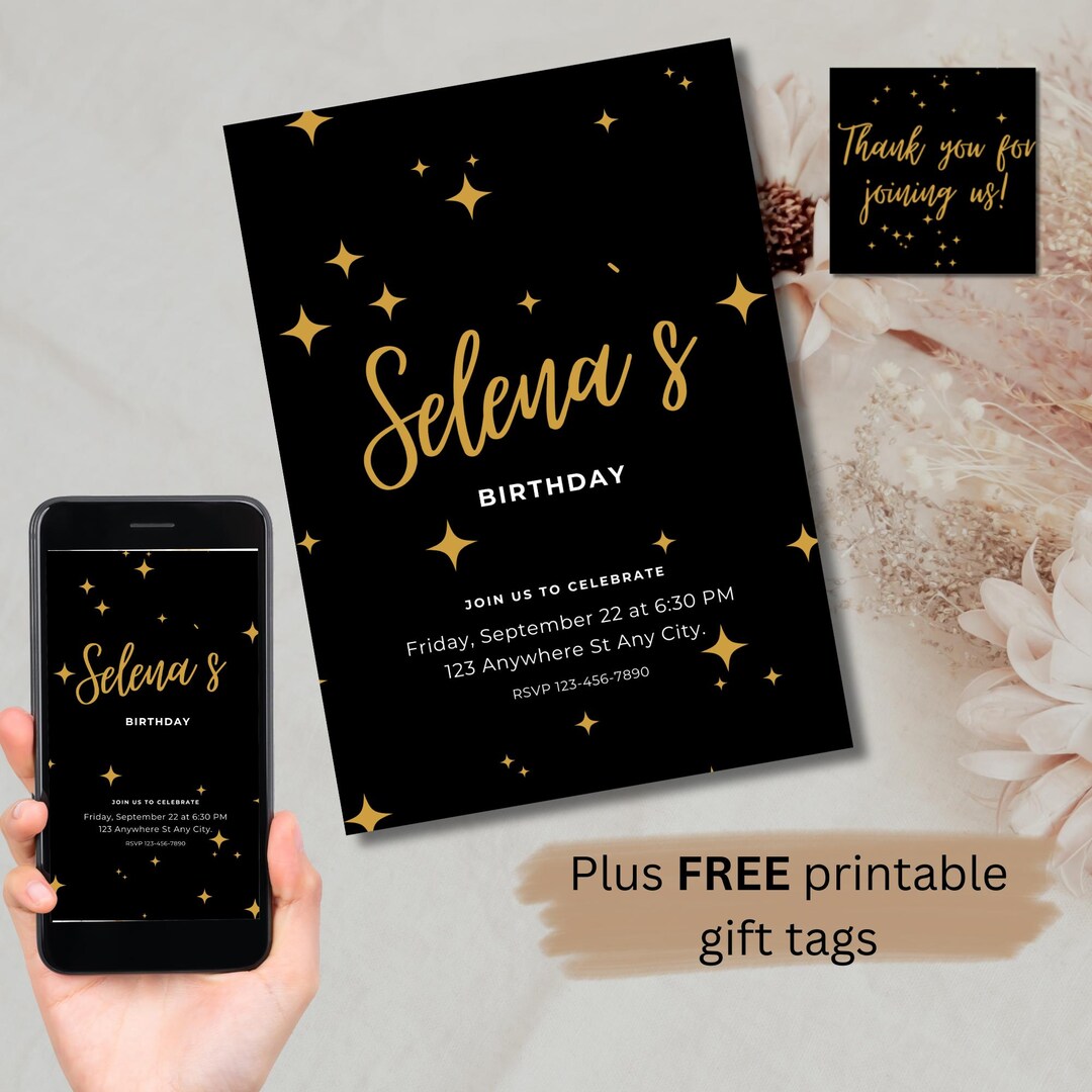 Editable Birthday Invitation With Stars - Etsy