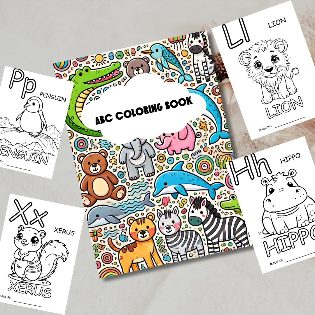 26 Pages Baby Shower Coloring Book Baby’s First ABC, Animal Coloring ...