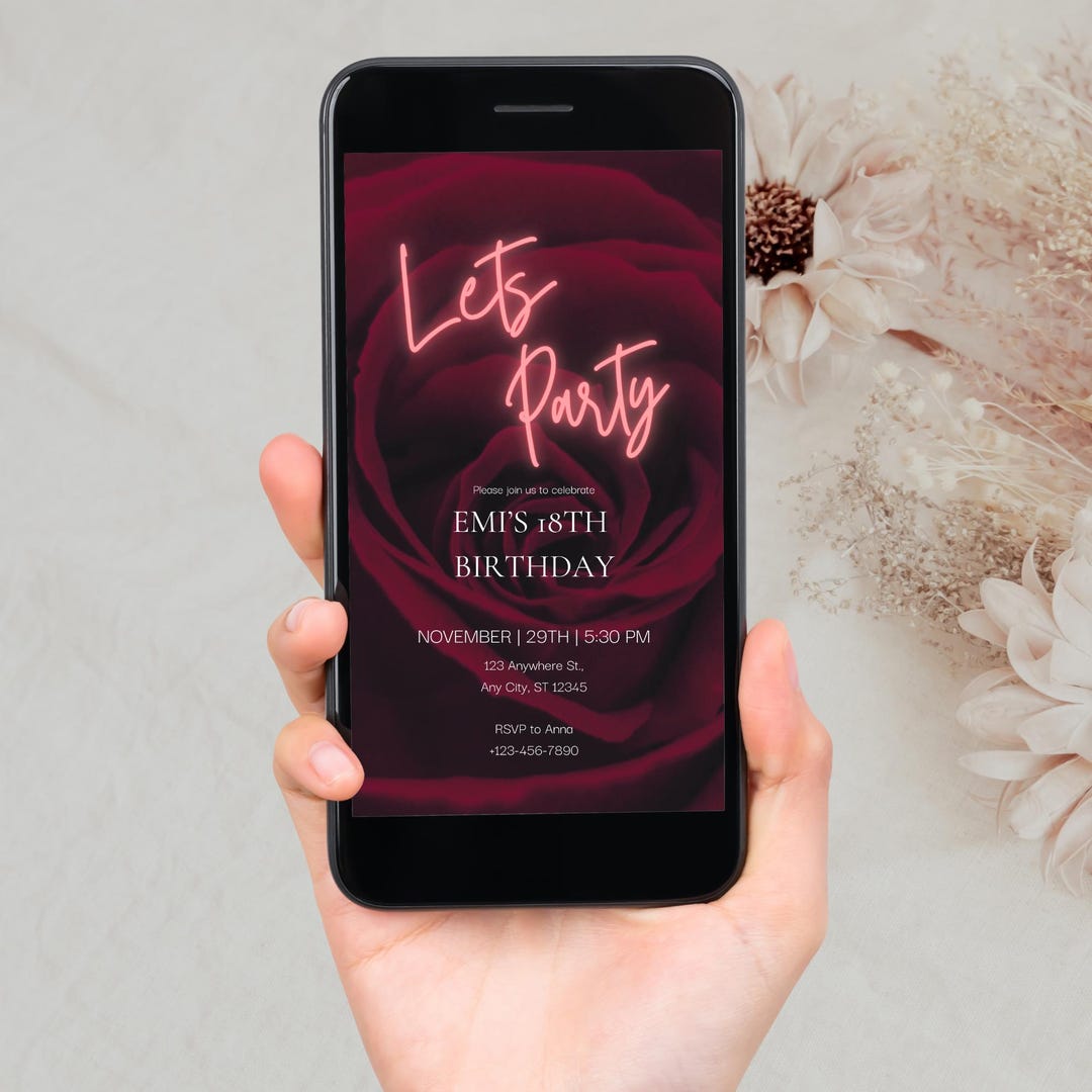 EDITABLE Red Birthday Invitation Template, Birthday Invite, 18th 40th ...