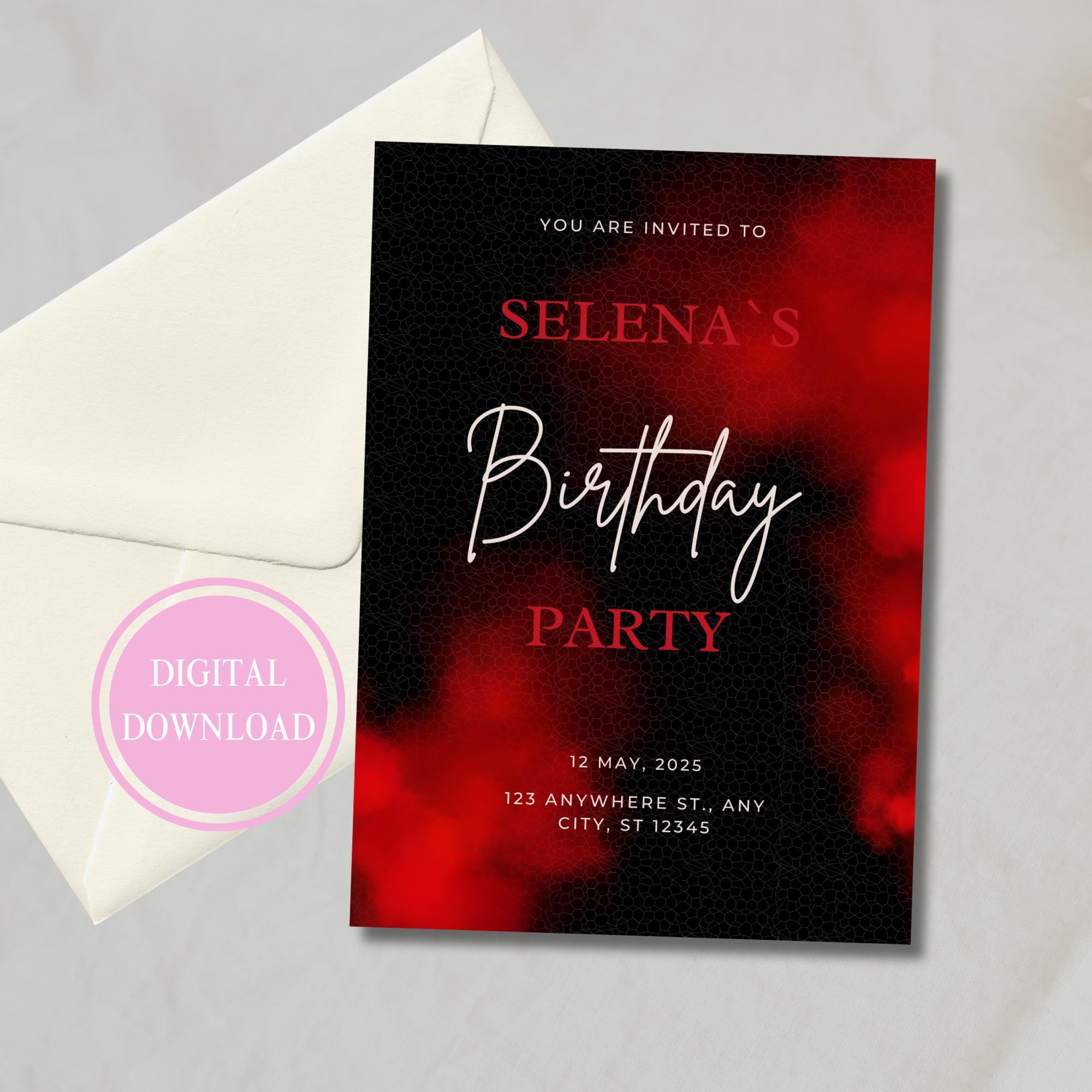 Editable Birthday Invitation Red - Etsy