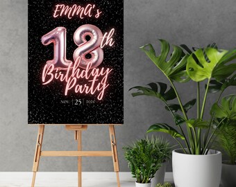 EDITABLE Welcome Sign, 18th Birthday Decor, Gold Decor Glitter - Etsy