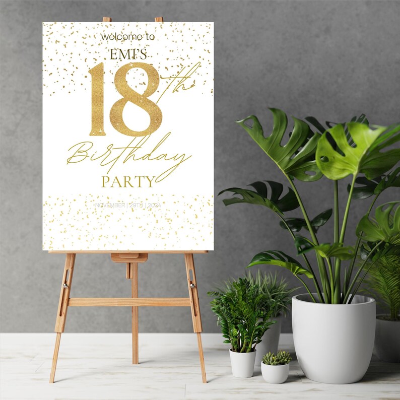 EDITABLE Welcome Sign, 18th Birthday Decor, Gold Decor Glitter - Etsy