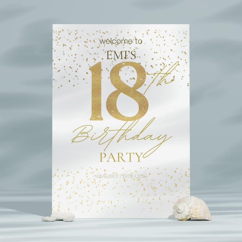 EDITABLE Welcome Sign, 18th Birthday Decor, Gold Decor Glitter - Etsy