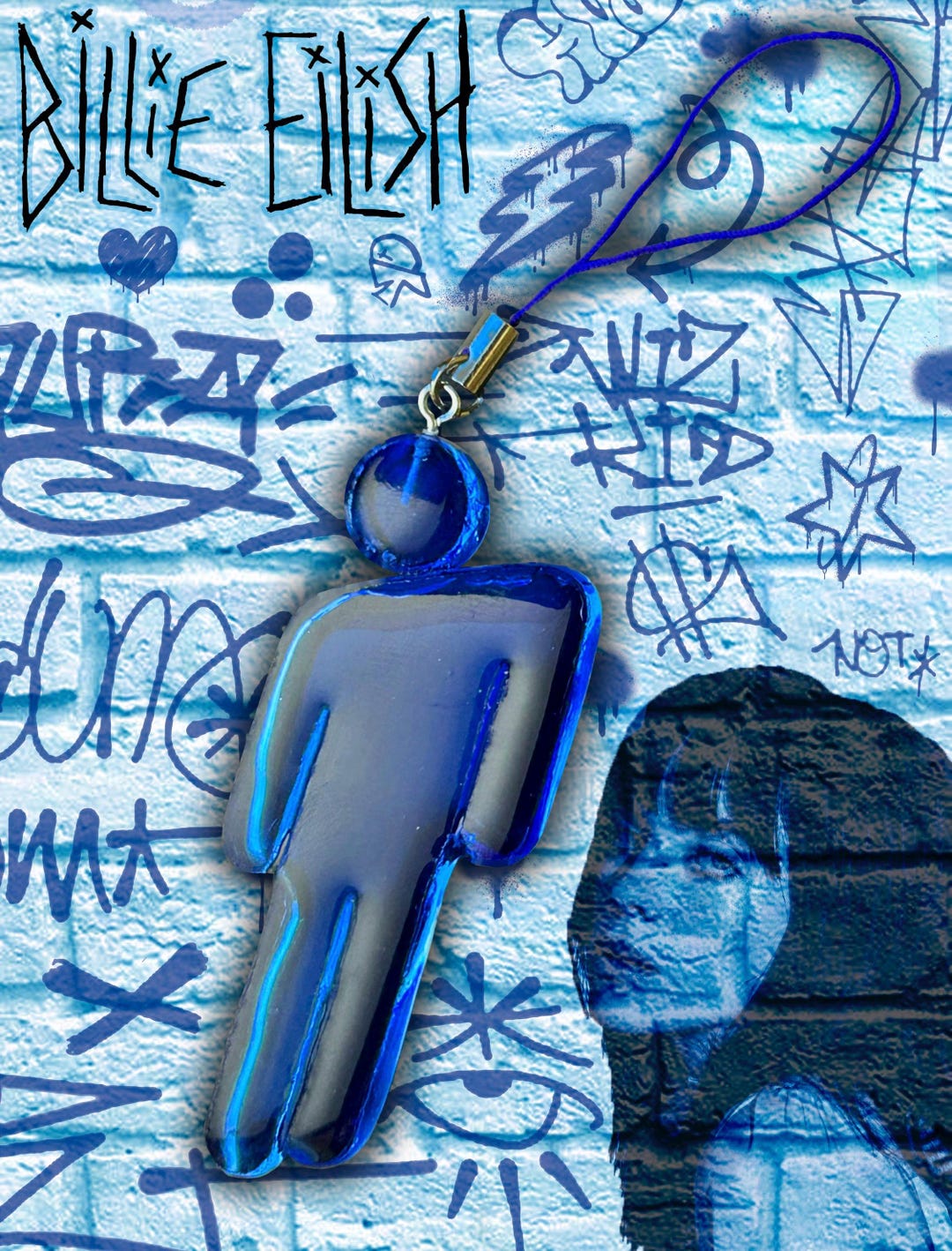 Blohsh Handmade Keychain Billie Eilish Logo Transparent Blue Made From ...