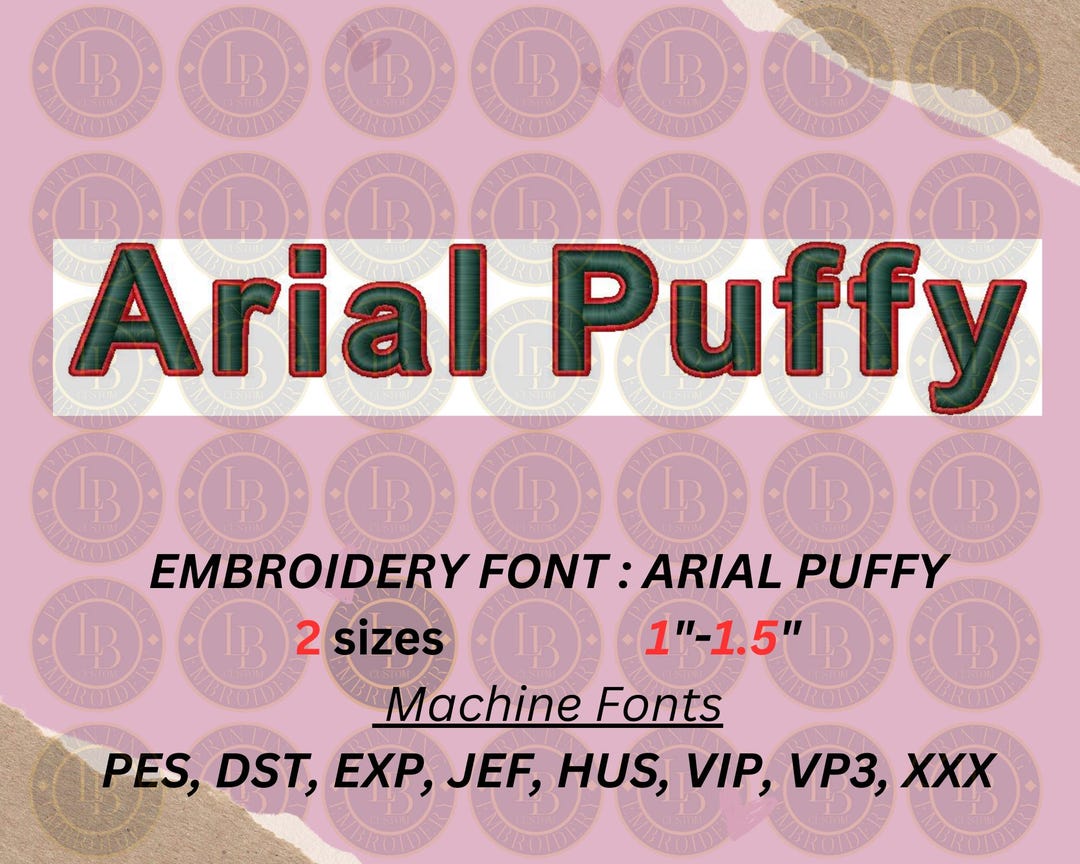 Arial Puffy Letters Embroidery Design - Digital Download for DIY 3D ...
