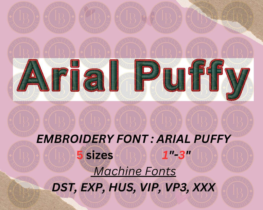 Arial Puffy Letters Embroidery Design - Digital Download for DIY 3D ...