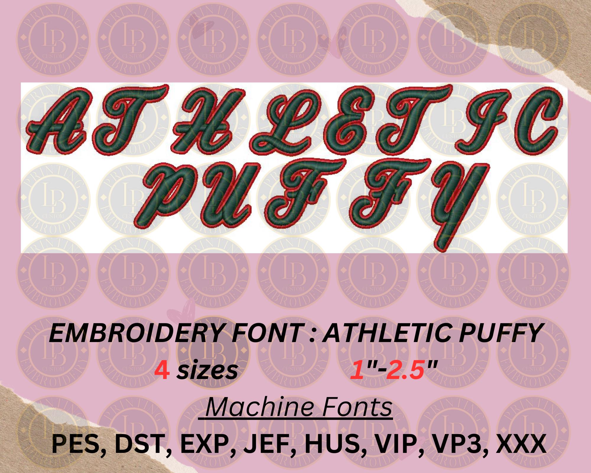 Athletic Puffy Letters Embroidery Design - Digital Download for DIY 3D ...