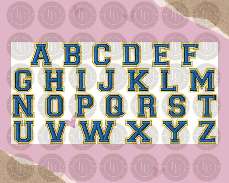 Varsity Puffy Letters Embroidery Design - Digital Download for DIY 3D ...
