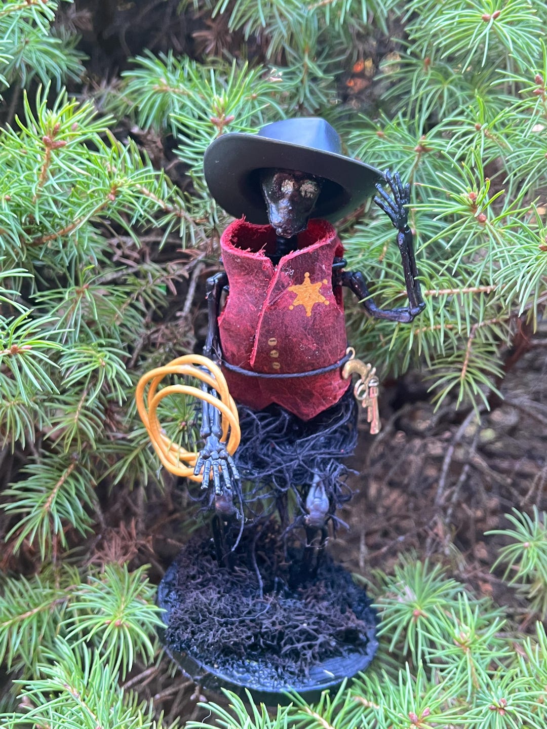 Howdy Partner 6 Inch Skeleton Art Figure Cowboy Sheriff With Real ...