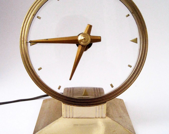 Vintage Art Deco Haddon Golden Vision Mystery Clock Model 70 With ...