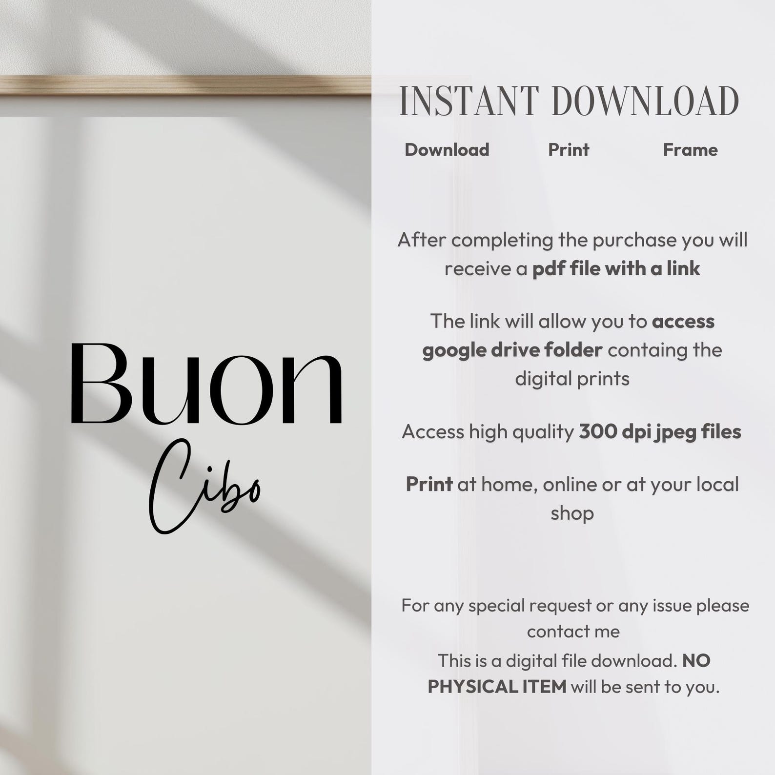 Set of 3 Italian Kitchen Wall Art Prints - Buon Cibo, Buon Vino, Buoni Amici - Digital Printable ...