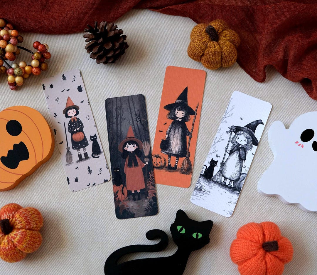 Halloween Witch Bookmark, Cute Kids Party Favor (digital Download) - Etsy