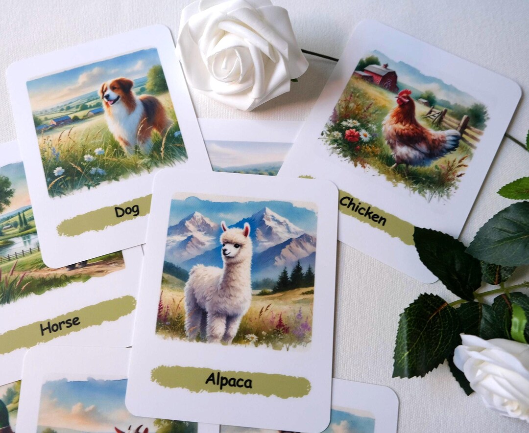 Printable Farm Animal Flash Cards, Toddler Learning, Montessori Cards ...