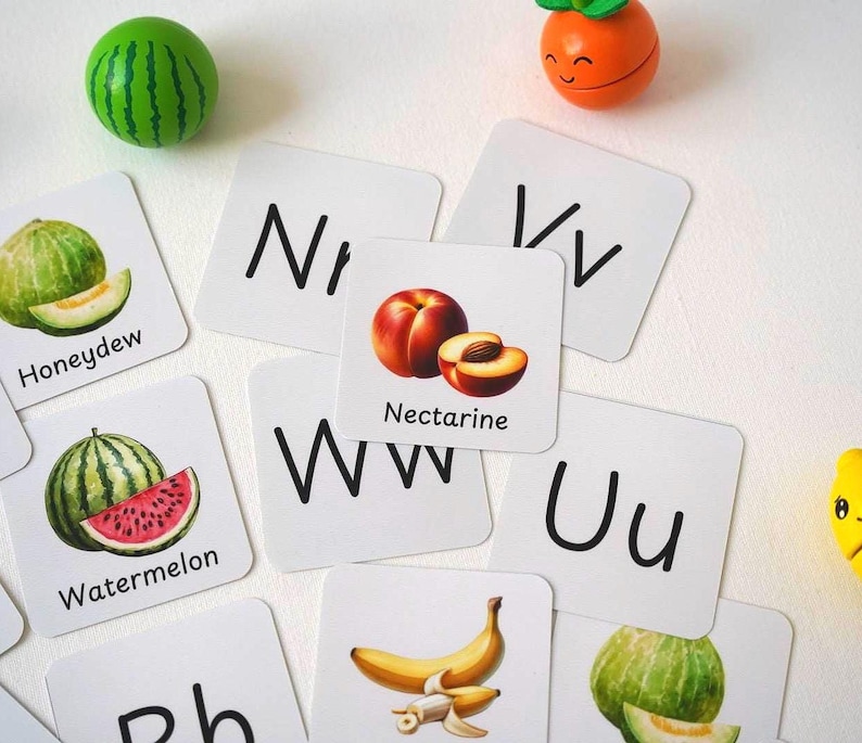 Fruit Alphabet Matching Game Cards: Montessori Homeschool Resource - Etsy