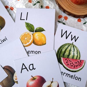 Printable Fruit Alphabet Flashcards, Montessori Homeschool Resource ...