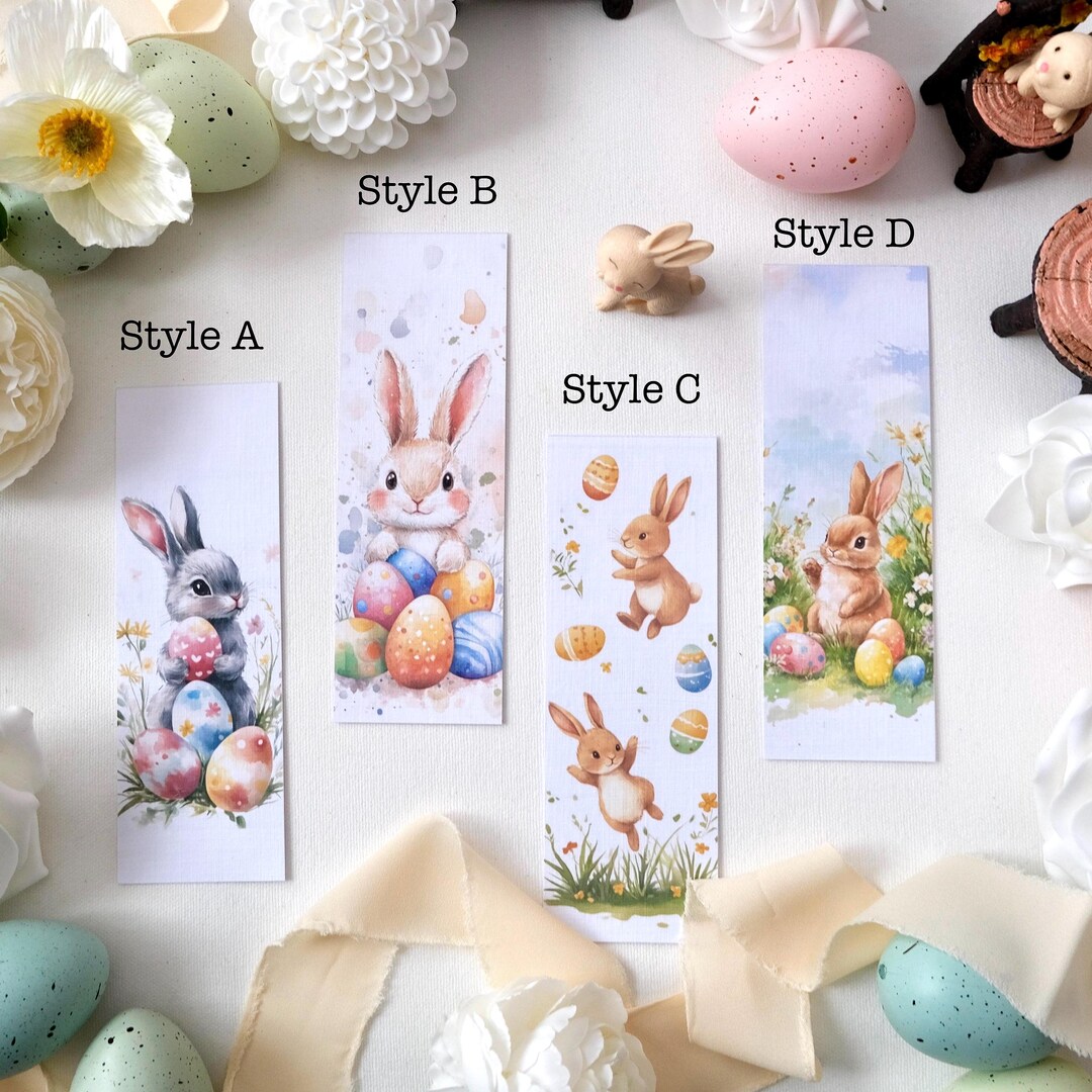 Easter Bunny Bookmark, Gift for Kids, Bunny Bookmark, Spring Flower ...