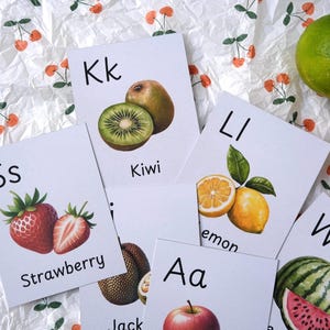 Printable Fruit Alphabet Flashcards, Montessori Homeschool Resource ...