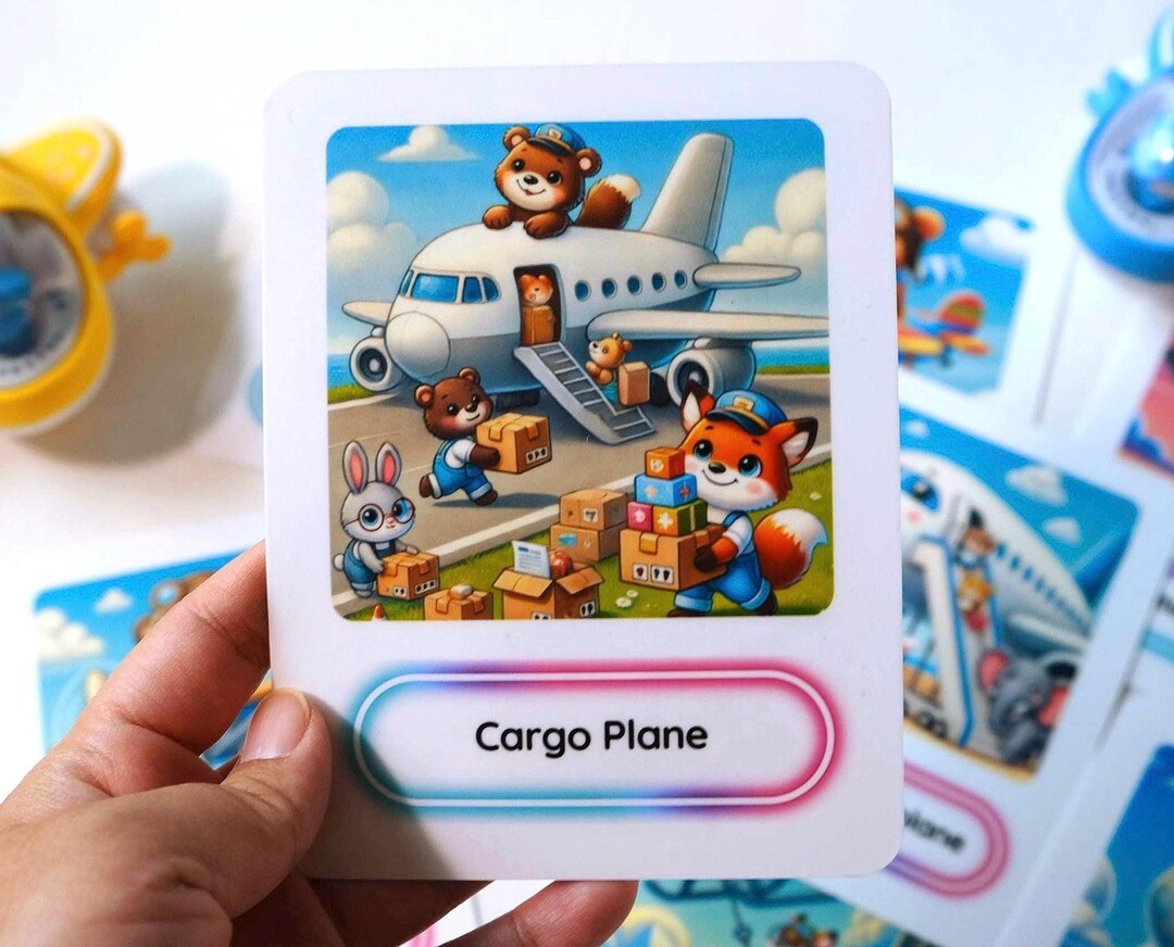 Airplane Theme Flash Cards, Toddler Learning Toy, Baby Gift - Etsy