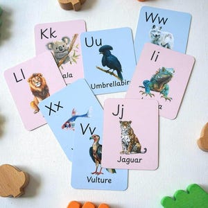 Animal Alphabet Cards, Montessori Cards, Animal Flashcards, Homeschool ...