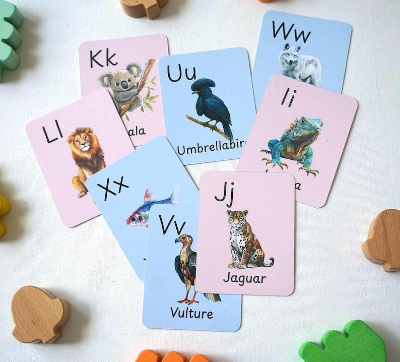 Animal Alphabet Cards, Montessori Cards, Animal Flashcards, Homeschool ...