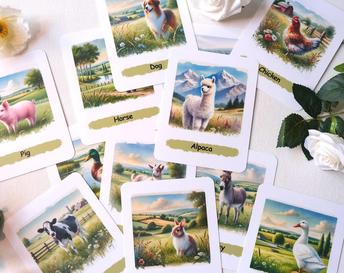 Nature Style Farm Animal Flash Cards for Toddlers and Kids, Baby Gift ...